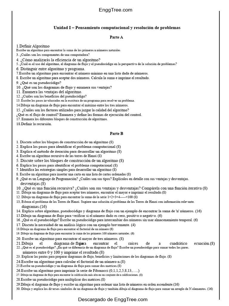 Banco de Preguntas 1 de Resolución de Problemas y Programación en Python GE3151 | PDF | Python ...