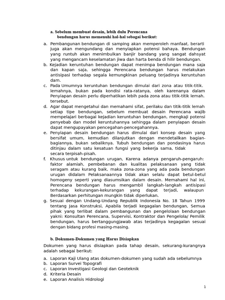 Pedoman Kriteria Umum Desain Bendungan | PDF