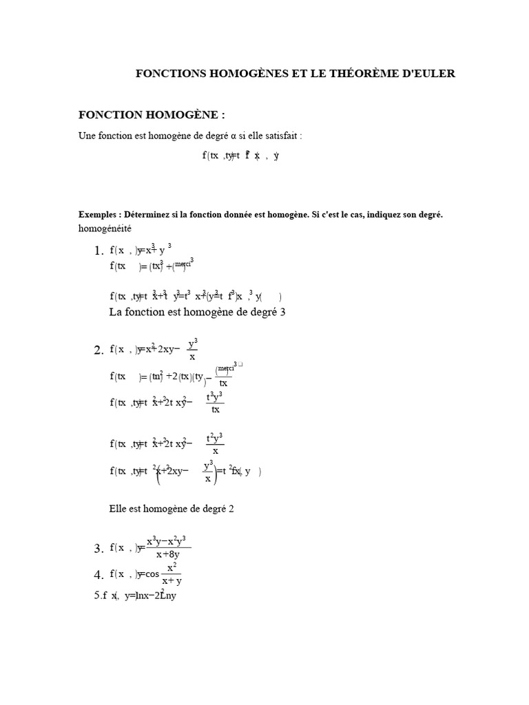Fonctions homogènes et théorème d'Euler | PDF | Économie | Économie