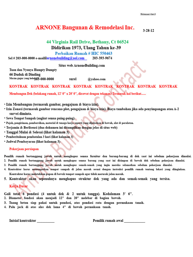 Contoh kontrak dek | PDF