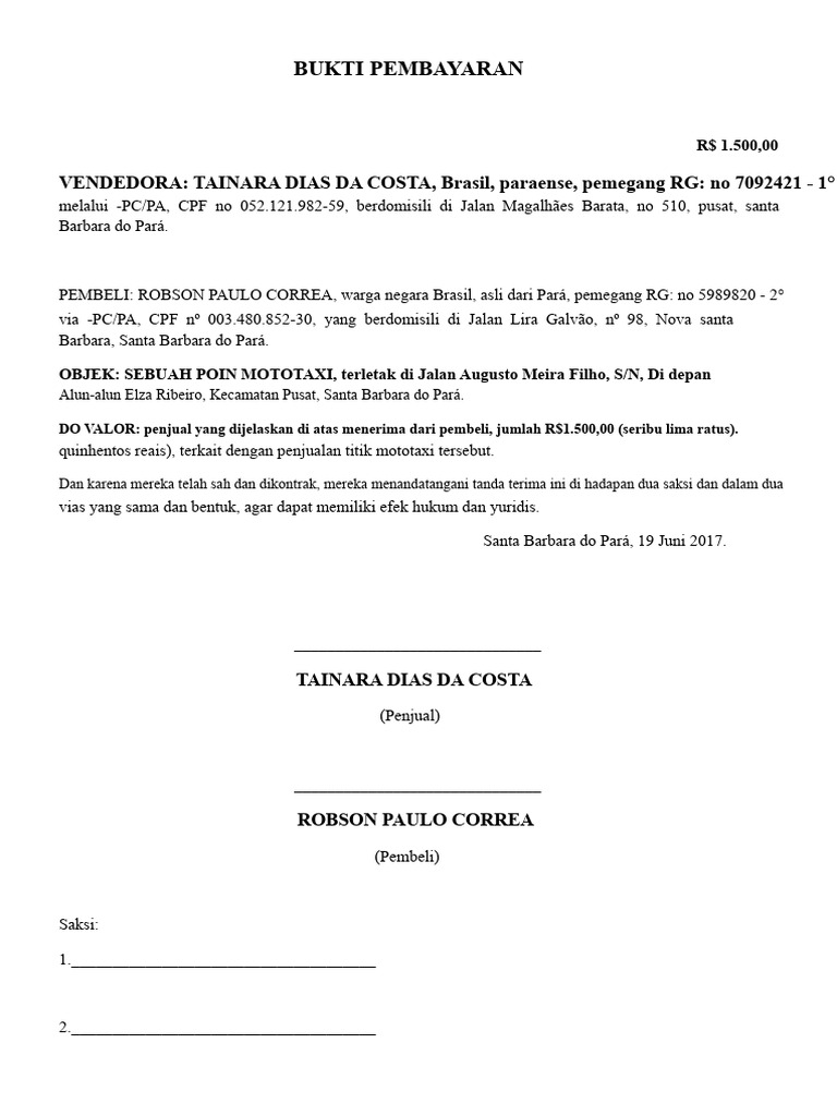 Tanda Terima Pembayaran | PDF