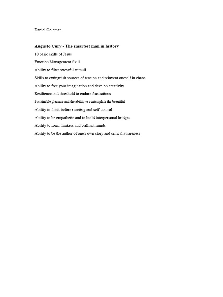 Augusto Cury - The Most Intelligent Man in History | PDF