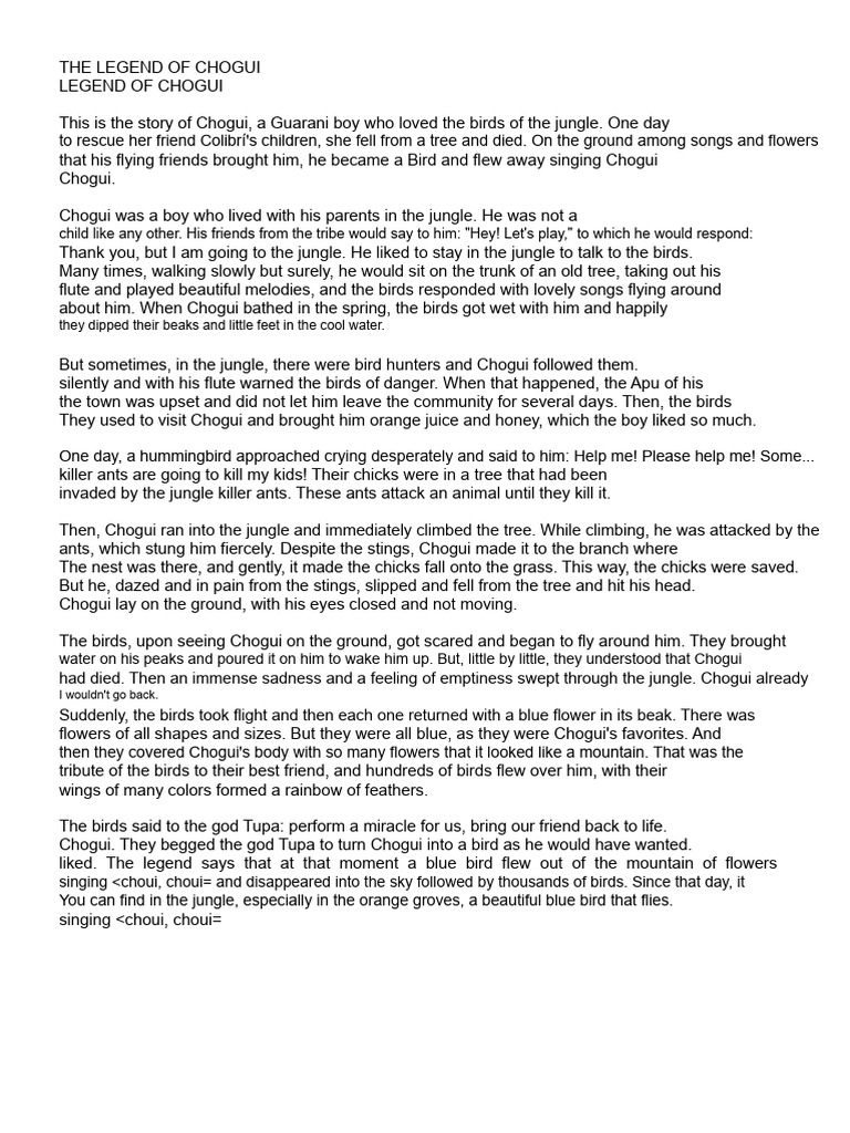 The Legend of Chogui Bird | PDF | Birds