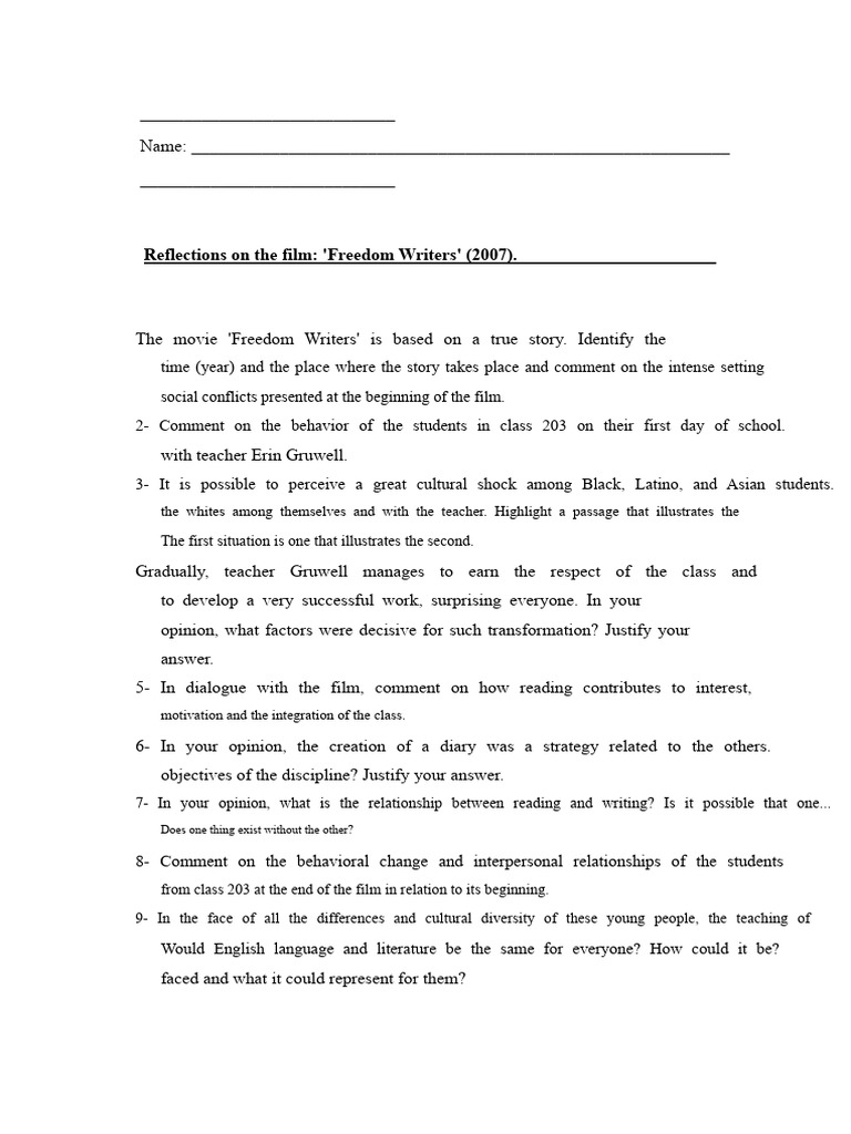 Freedom Writers Film Analysis and Insights | PDF