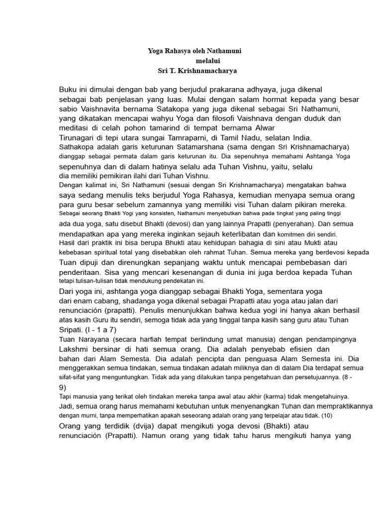 Yoga Rahasya Oleh Nathamuni | PDF
