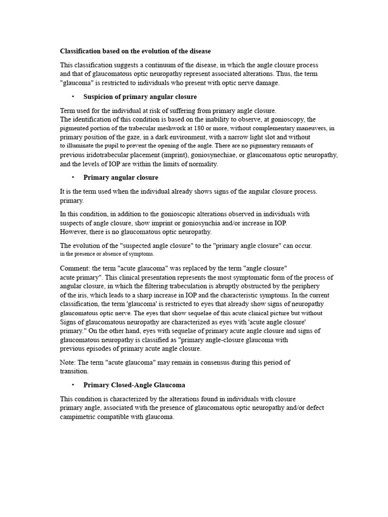 Foster Classification and GPAC Clinical Picture | PDF | Glaucoma | Vision