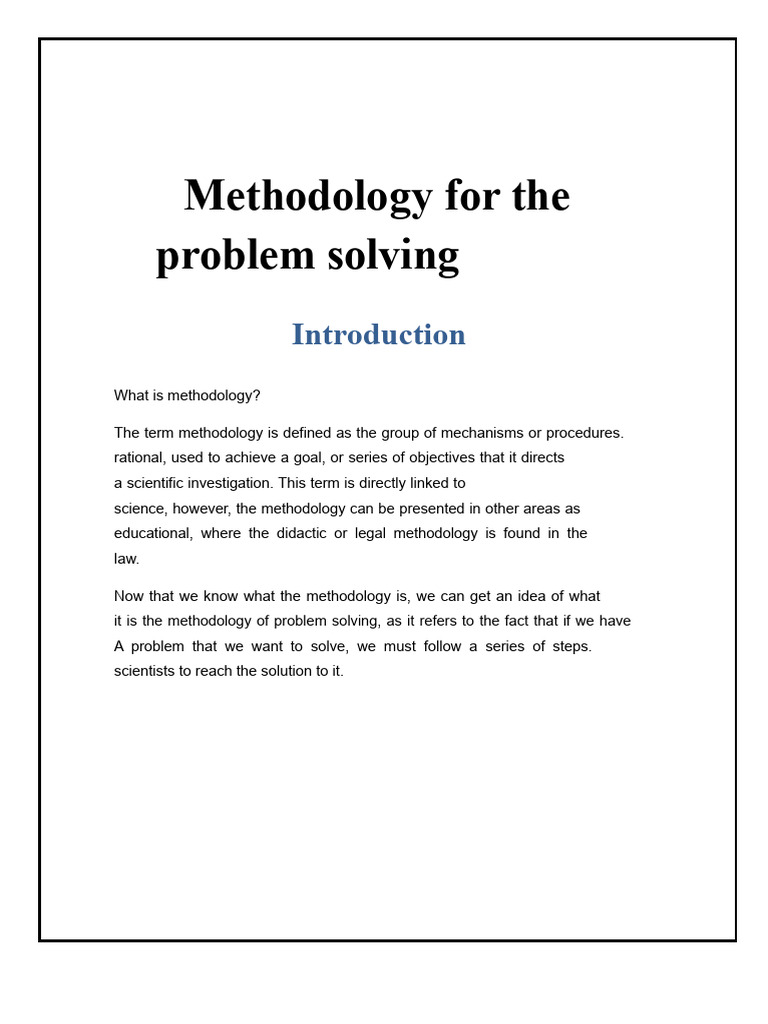Problem-Solving Methodology Steps | PDF | Methodology | Mathematical ...