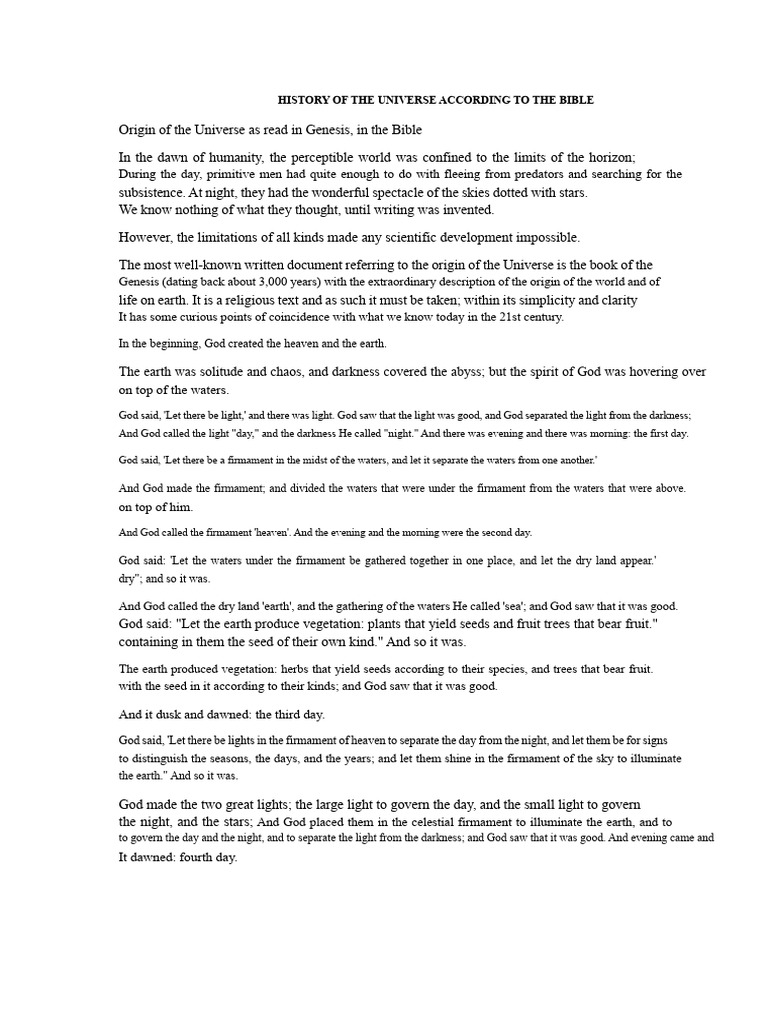 Biblical Creation of the Universe Explained | PDF | Heaven | Seed