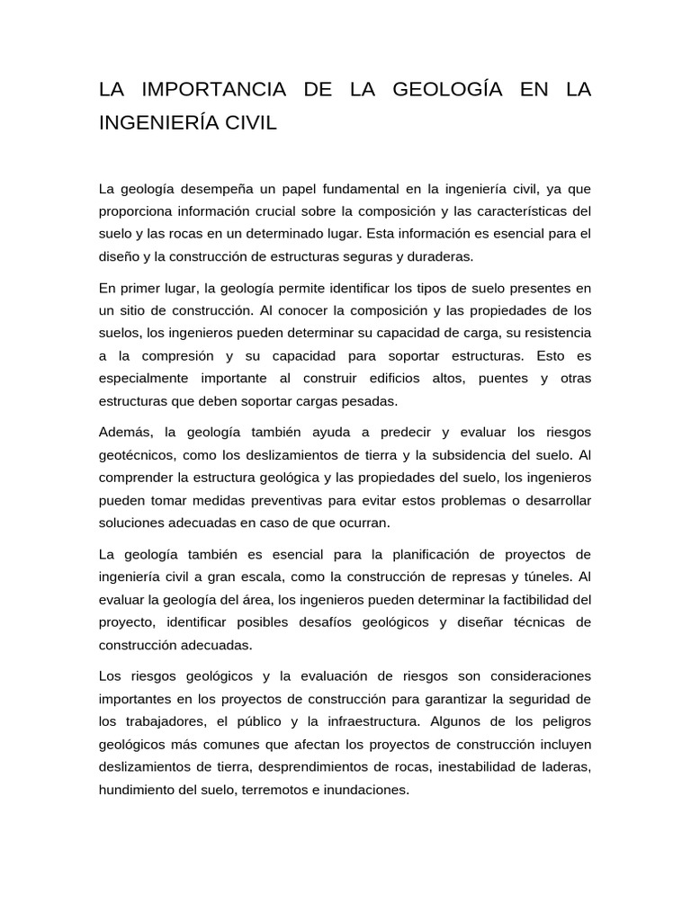 Geología en Ingeniería Civil: Clave para Proyectos | PDF | Fundación ...