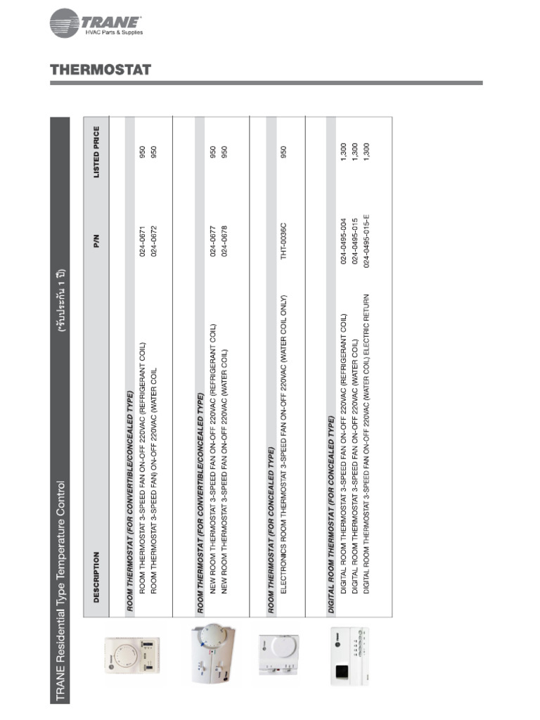 Trane Thermostats | PDF