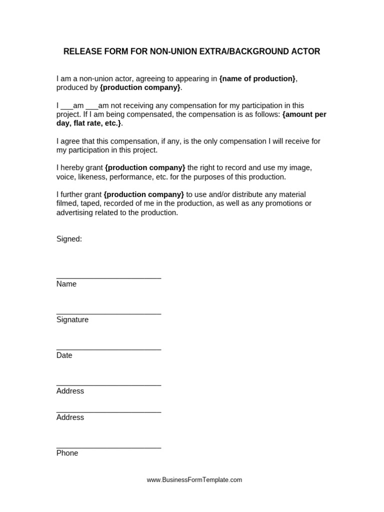 Extras Release Form | PDF