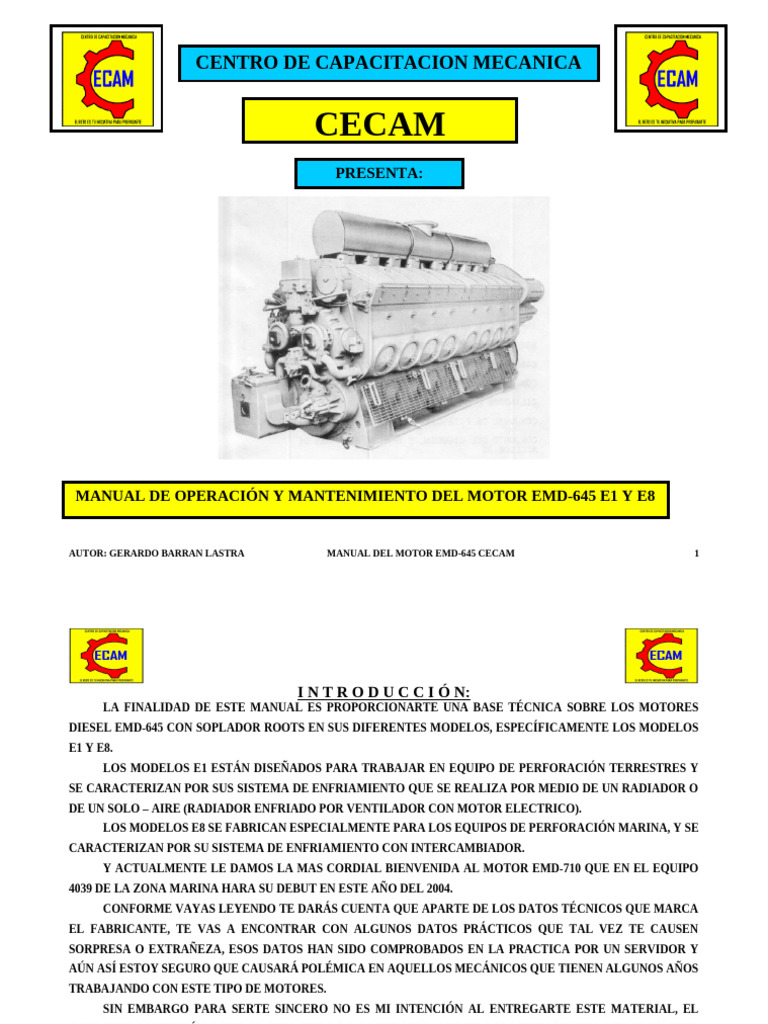Manual Emd-645 Nivel I Part 1 | PDF | Máquinas | Motores