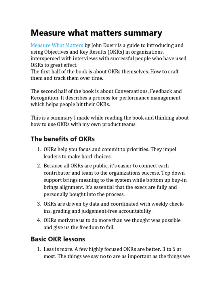 OKRs: A Guide to Performance Management | PDF | Business