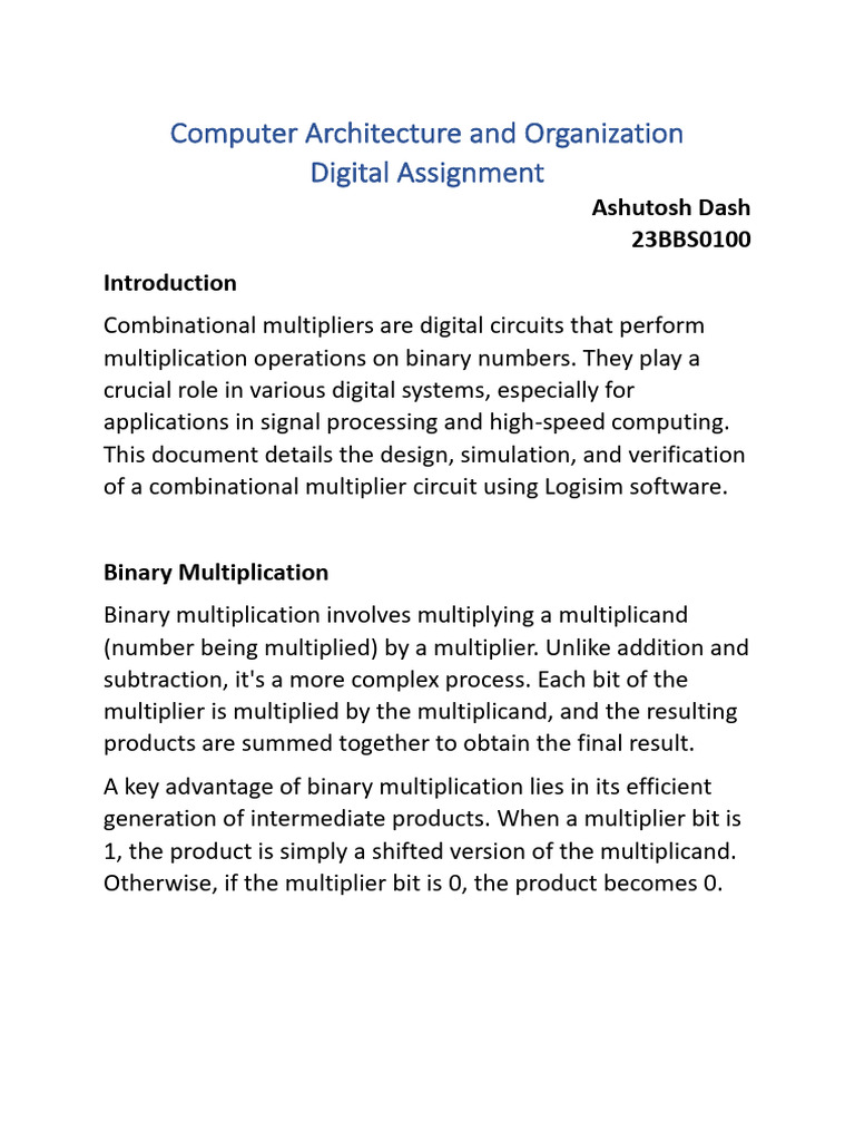 Logisim 4-Bit Multiplier Design | PDF | Multiplication | Arithmetic