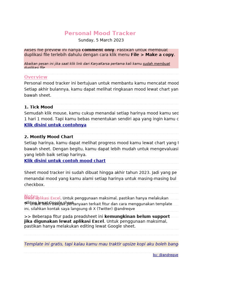 Salinan Dari FREE - (Personal Mood Tracker Template) by @andreqve | PDF