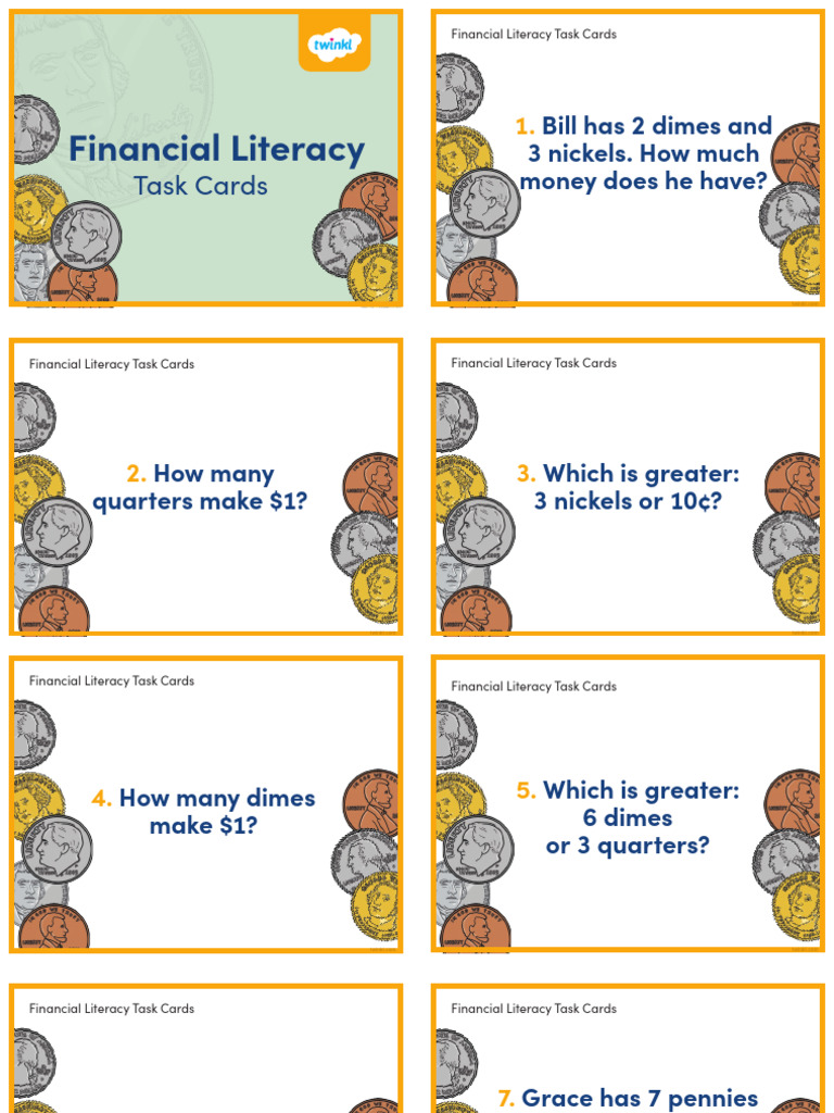 Color Financial Literacy Task Cards For Older Learners | PDF | Chess ...