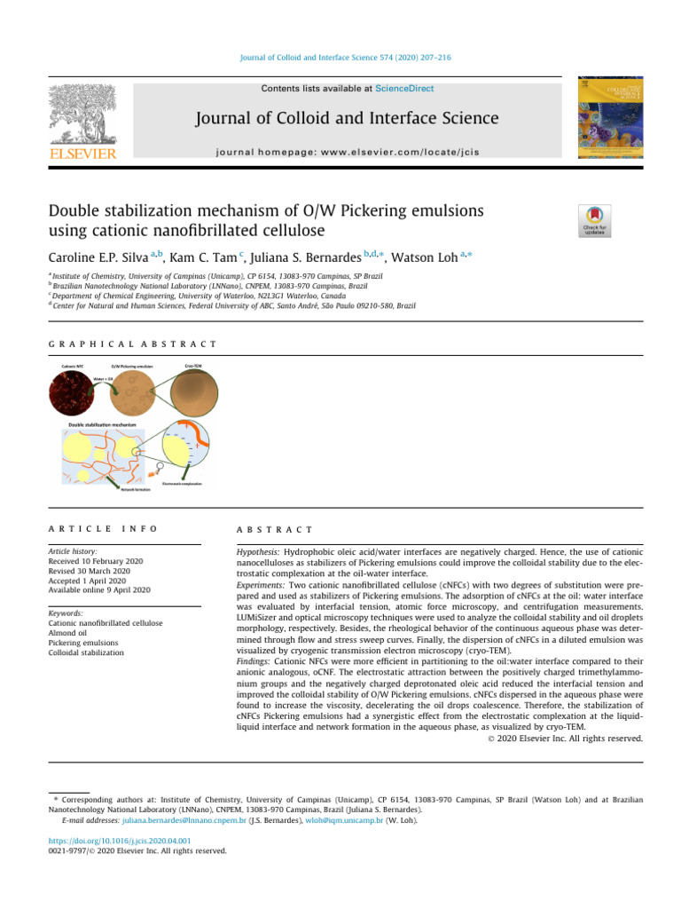 2020 - Loh - Double Stabilization Mechanism of O W Pickering Emulsions ...