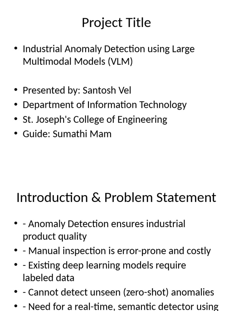 Pre Work PPT VLM Anomaly Detection | PDF