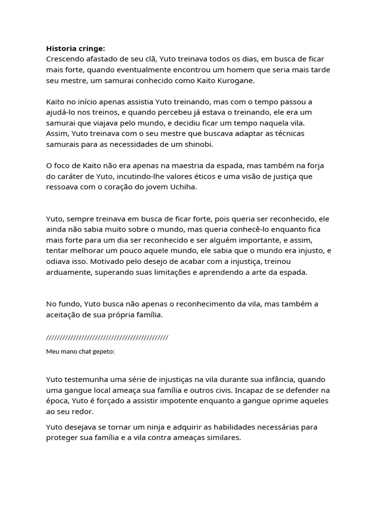 Historia Cringe Do Personagem de Renan | PDF