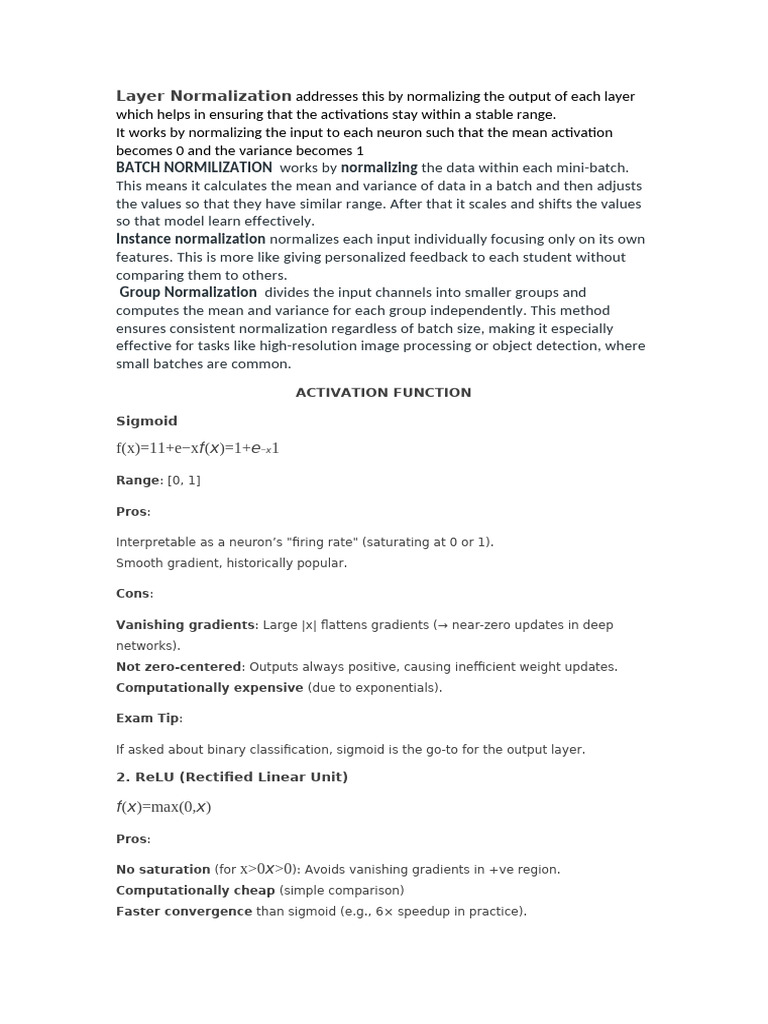 Layer Normalization N Activation Function | PDF | Artificial Intelligence | Intelligence (AI ...