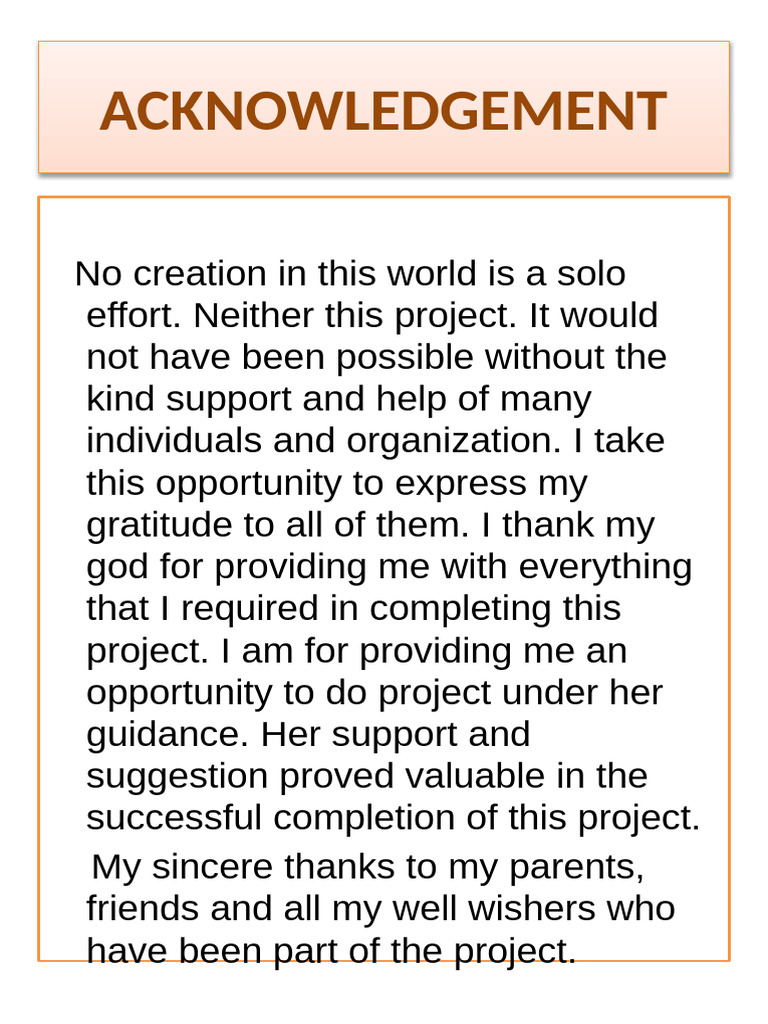 Acknowledgment of STD Project Support | PDF