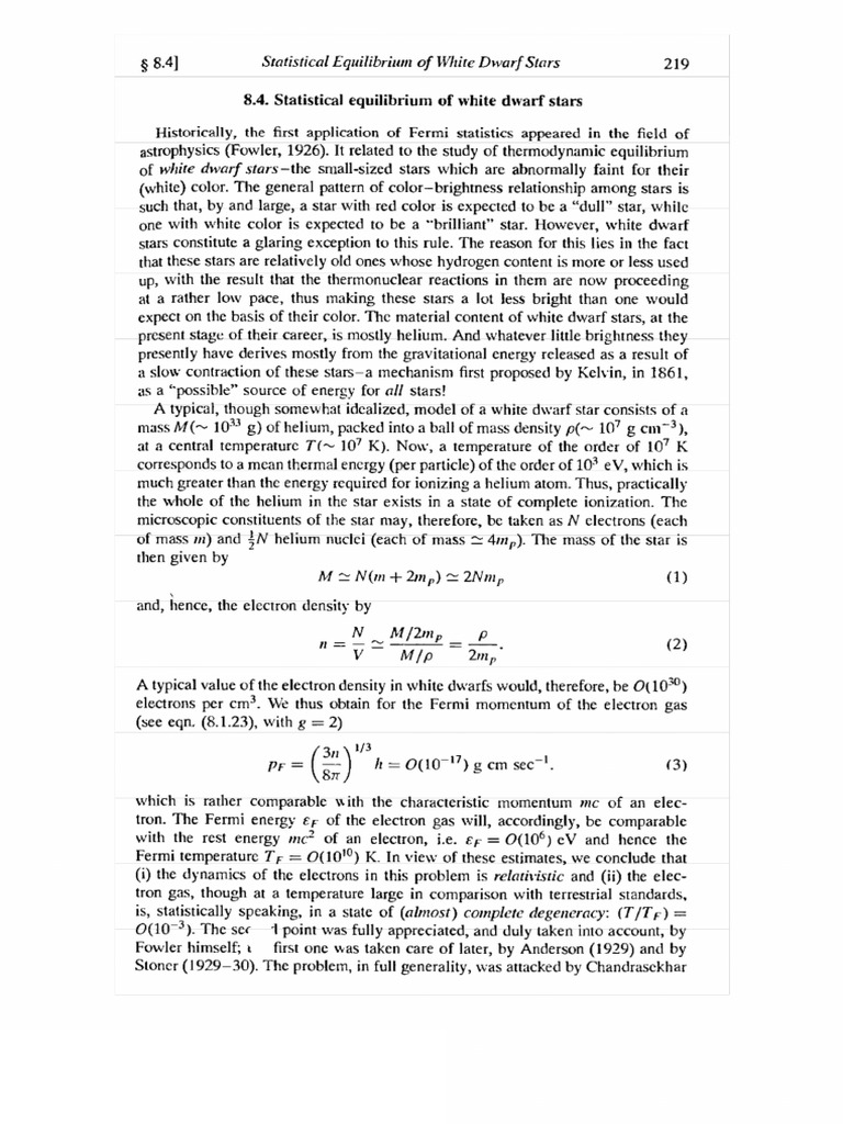Stat Mech PPT White Dwarf Stars | PDF