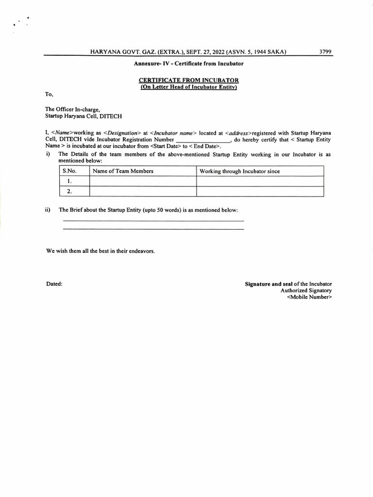 Incubation Form | PDF