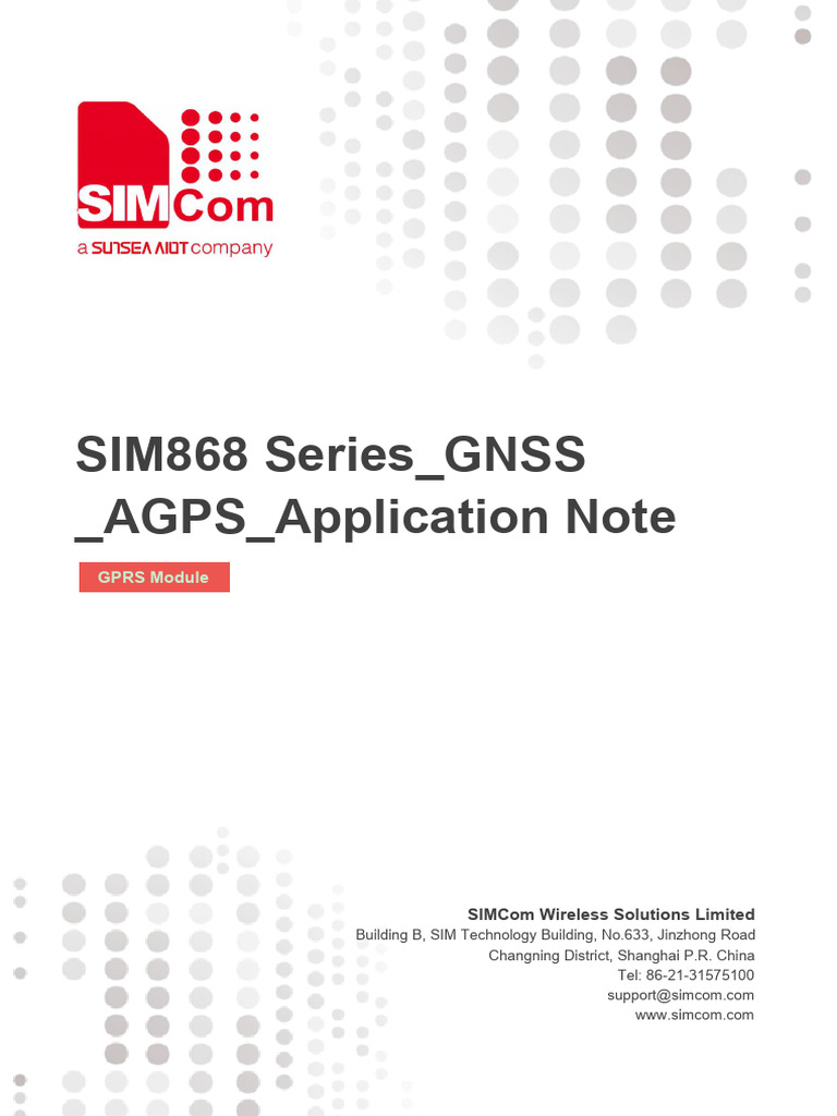 SIM868 Series - GNSS - AGPS - Application Note - V1.05 | PDF | Global Positioning System ...