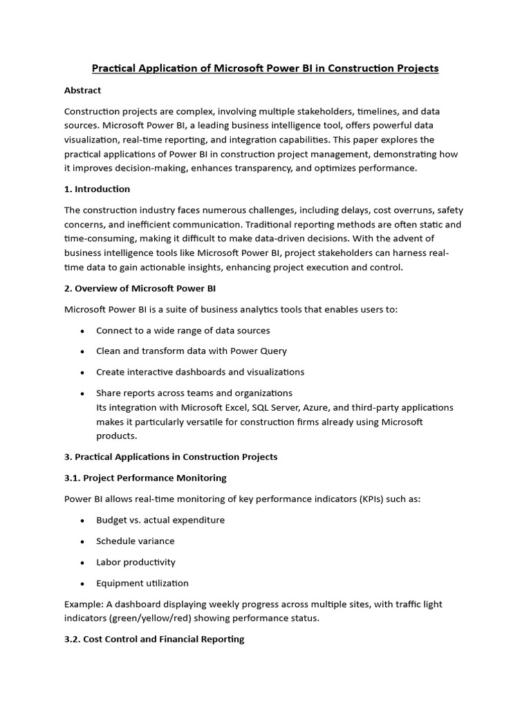 Power BI in Construction Project Management | PDF | Business ...