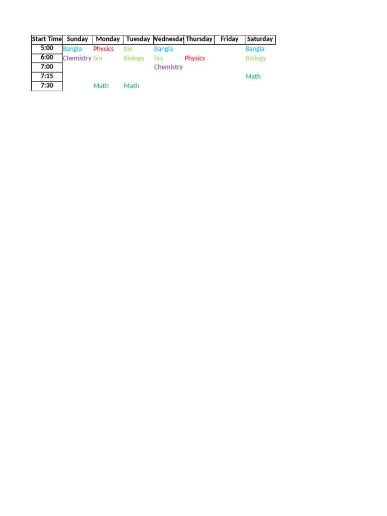 Weekly Coaching Routine Schedule | PDF