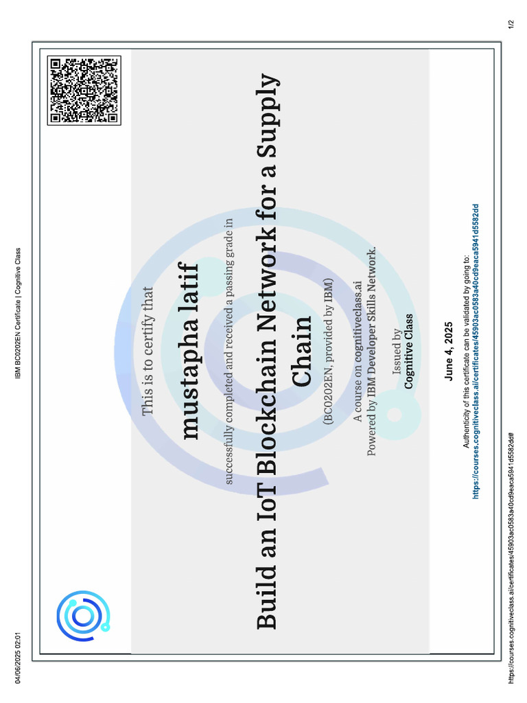 Build An IOT Blockchain Network Certificate | PDF