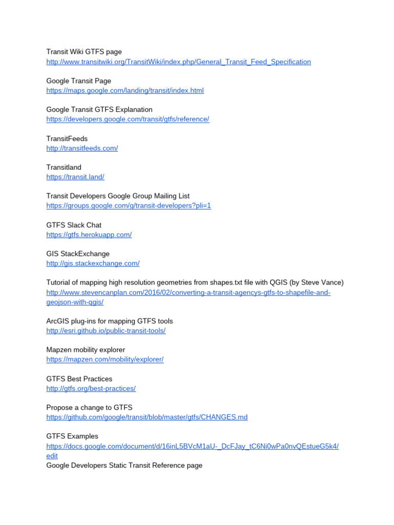 Transport/GTFS Resources | PDF | Computing | Information Technology