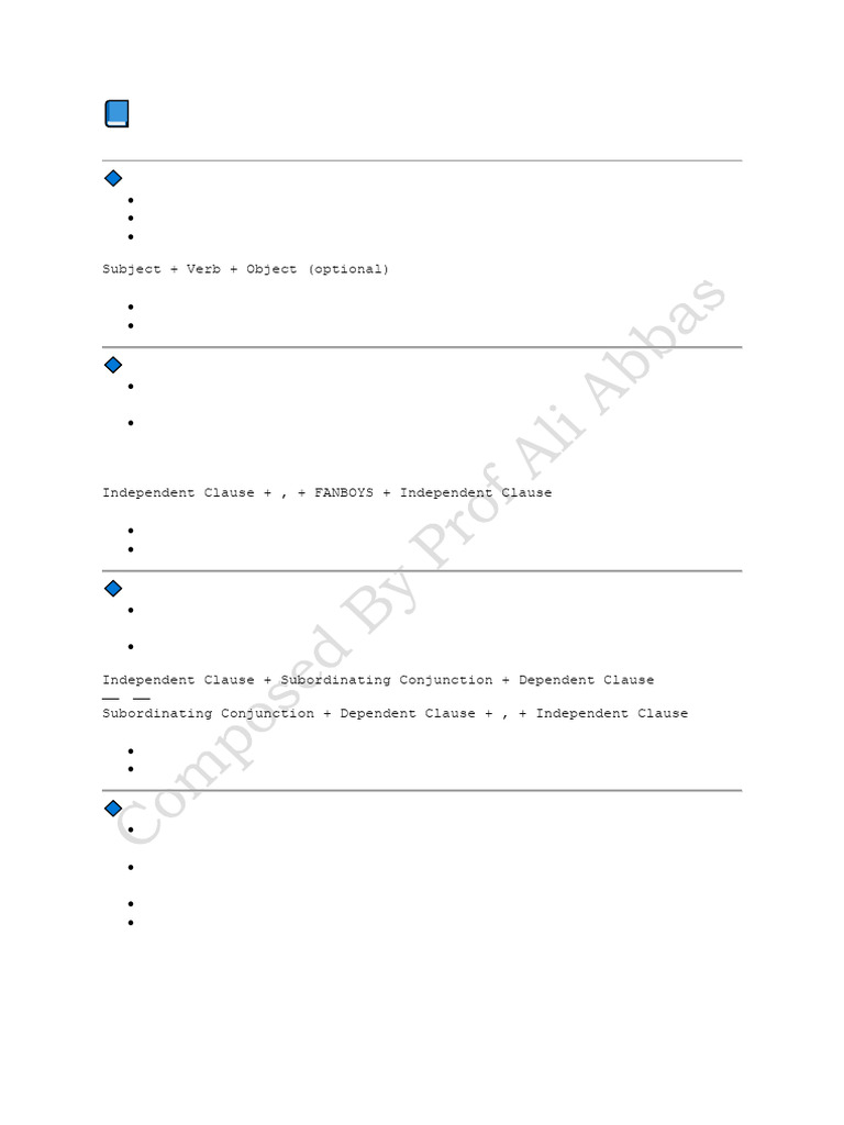Types of Sentences by Structure? Notes | PDF | Clause | Semantic Units