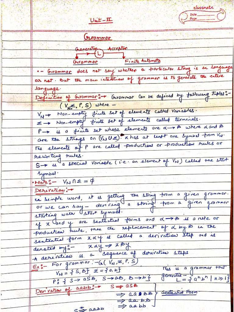 ToC Unit-II Handwritten Notes | PDF