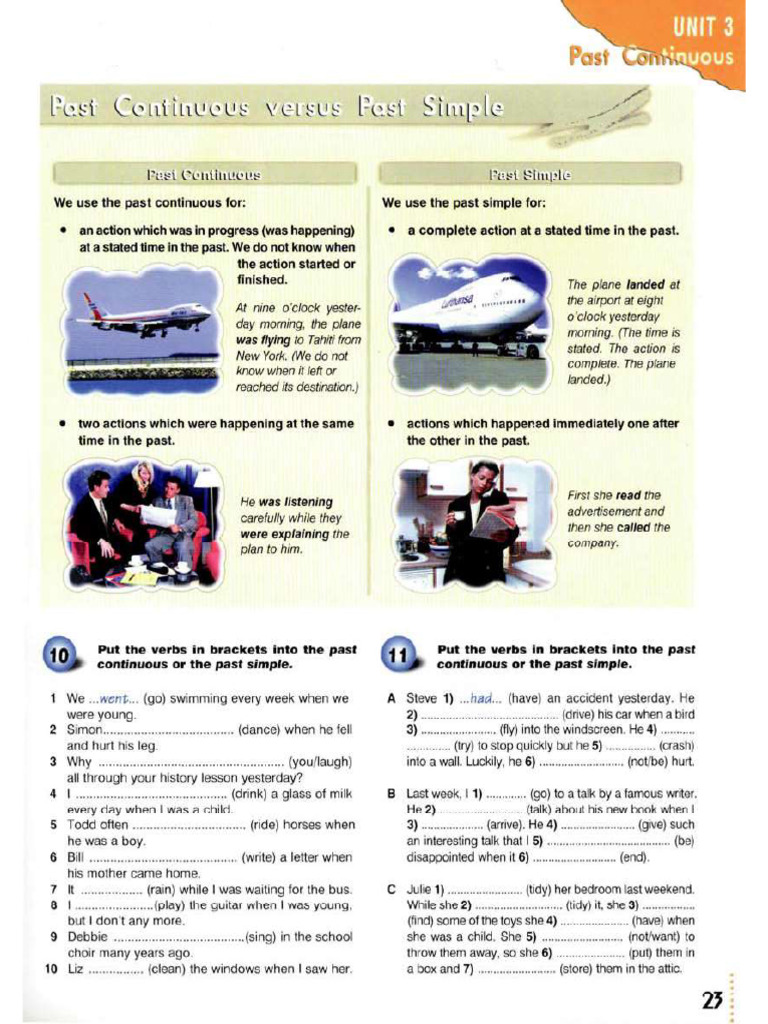 Past Continuous Grammarway 2 p.23-24 | PDF