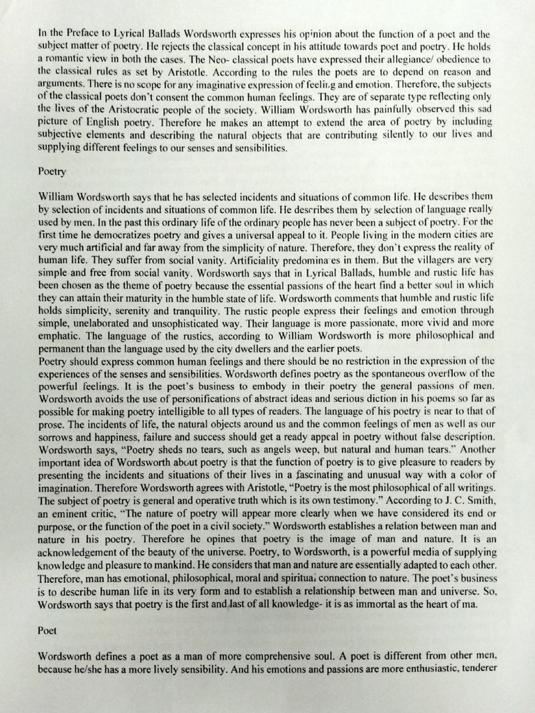 Wordsworth's Vision of Poetry and Poets | PDF | Poetry | William Wordsworth