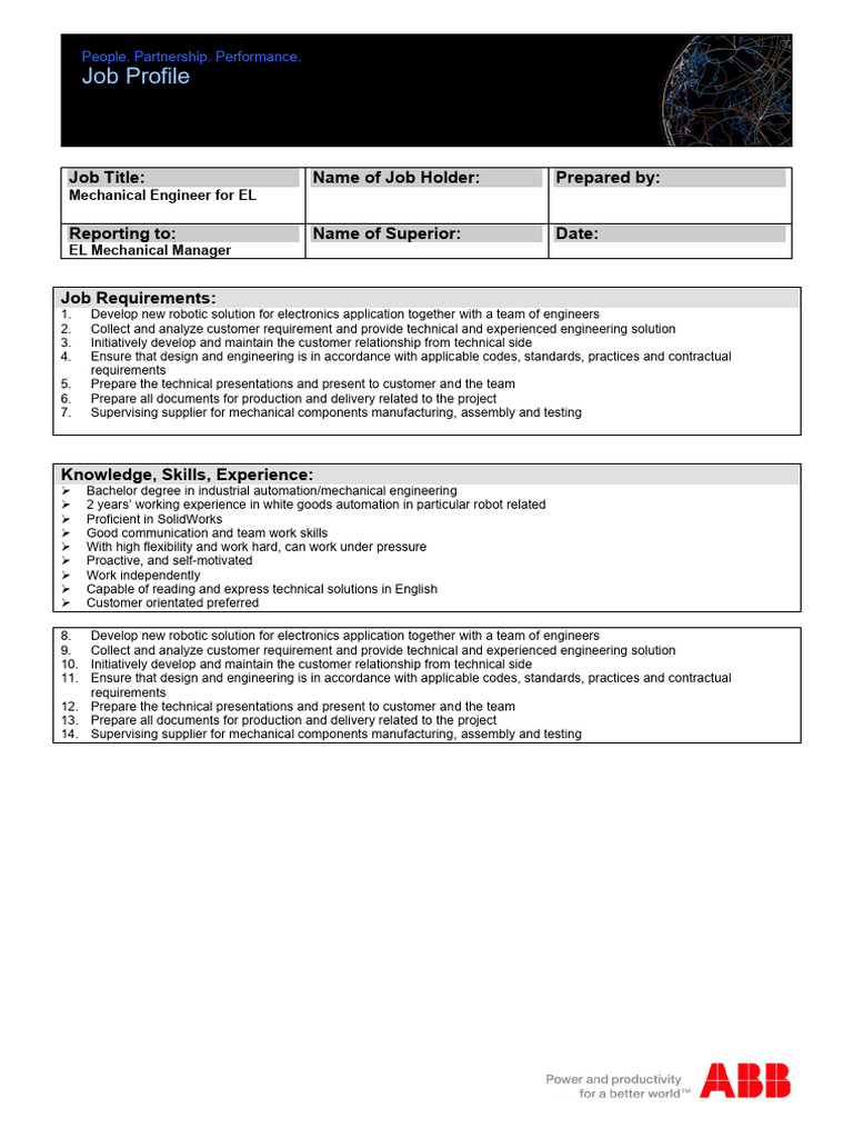 JD - Mechanical Design Engineer (3C) | PDF