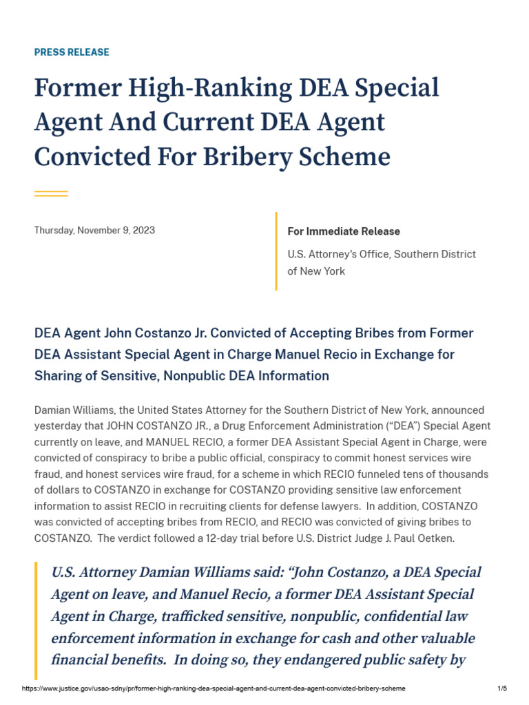 Former High-Ranking DEA Special Agent and Current DEA Agent Convicted ...