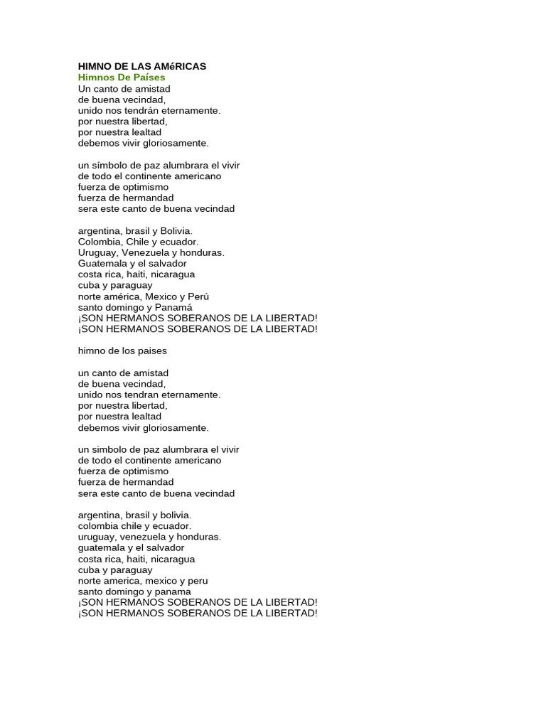 Himno de Las Américas | PDF