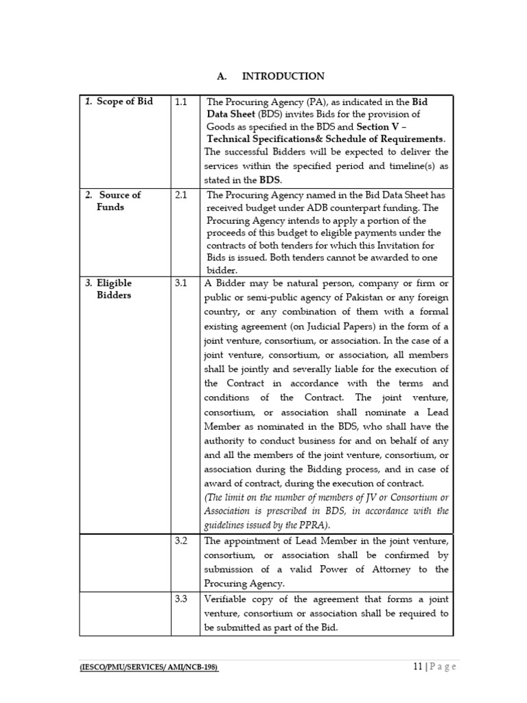 3467 (1) 11 - Iesco/pmu/services/ami/ NCB-198 | PDF | Joint Venture | Consortium