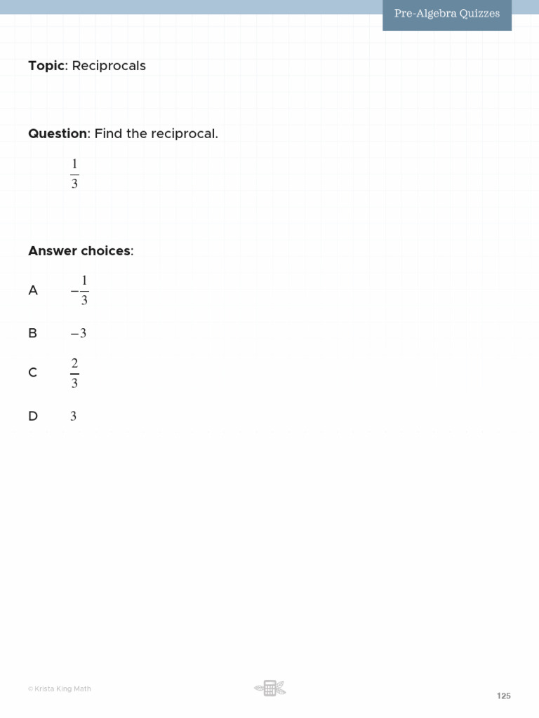Reciprocal Fraction Examples Explained | PDF
