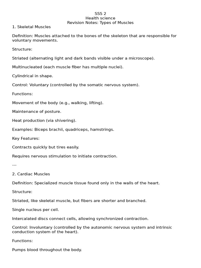 Types of Muscles SSS 2 | PDF