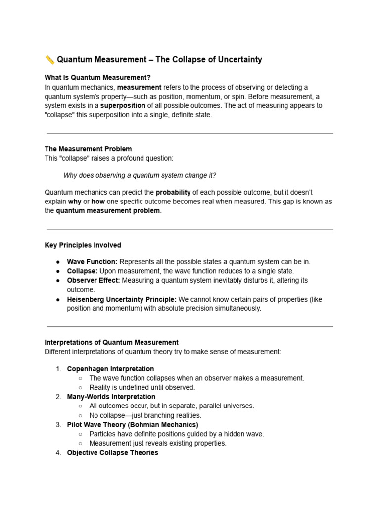 ? Quantum Measurement - The Collapse of Uncertainty | PDF | Quantum ...
