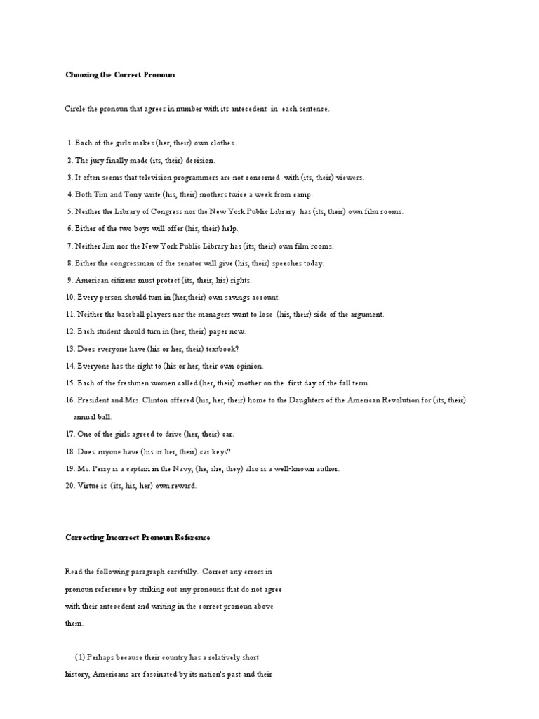 Choosing The Correct Pronoun | PDF | United States Congress | American ...