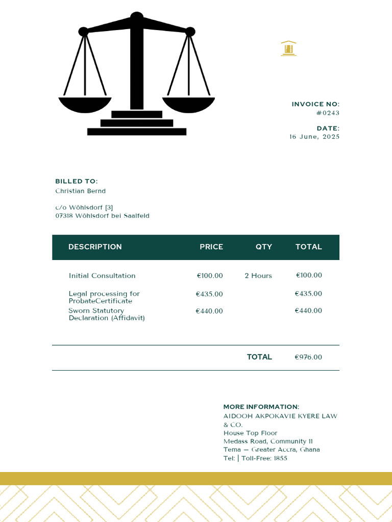 Probate Legal Invoice #0243 | PDF