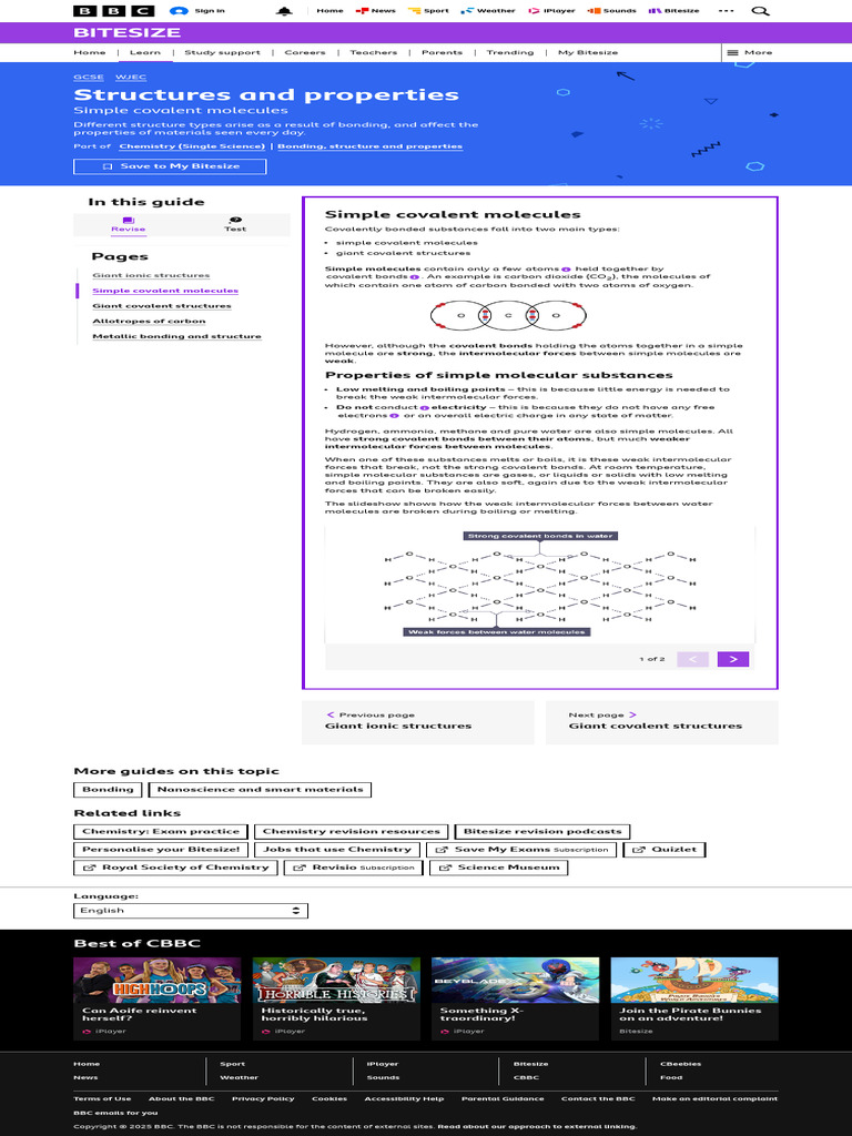 Simple Covalent Molecules - Structures and Properties - GCSE Chemistry ...
