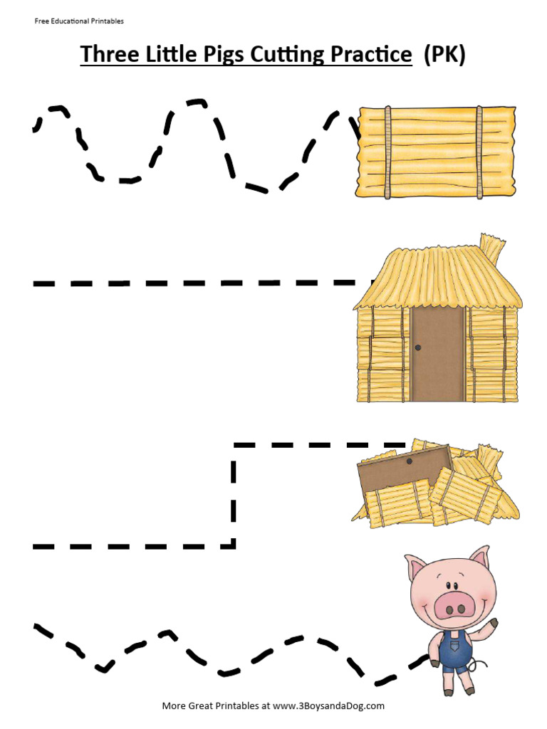 Three Little Pigs Cutting Practice | PDF