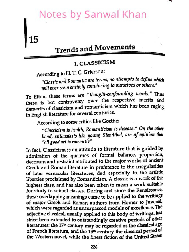 Important Literary Movements by Muhammad Sanwal Khan Shahi | PDF