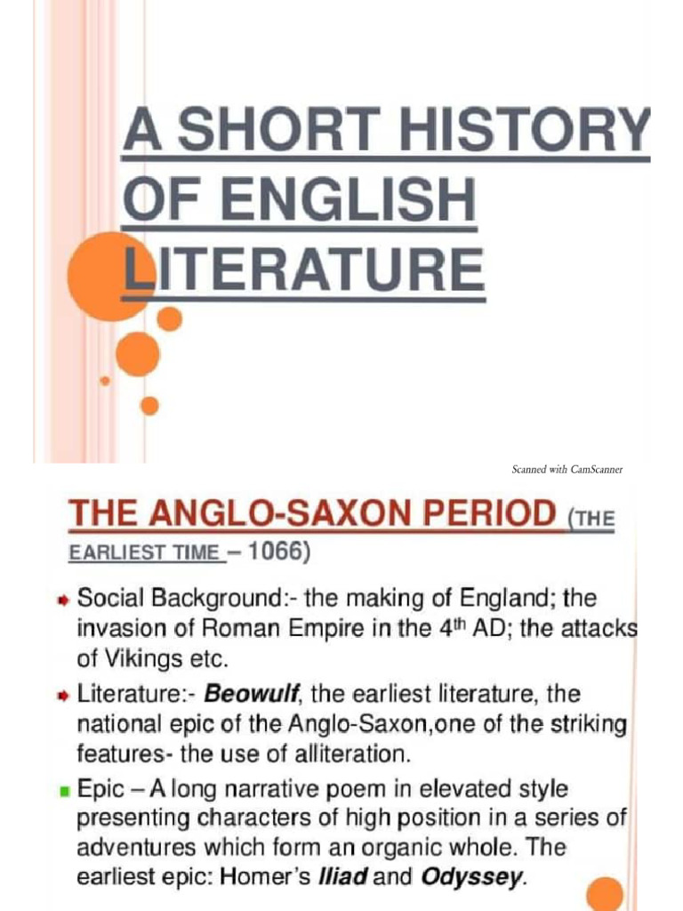 A Short History of English Literature | PDF