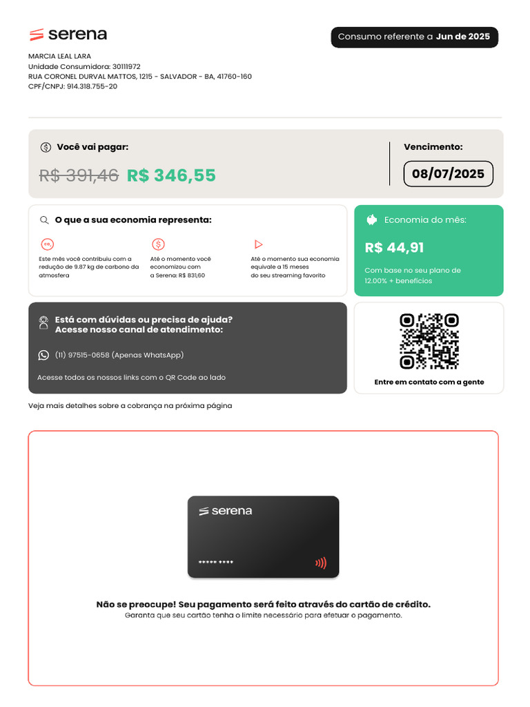 Fatura Serena - 0625 - 30111972 | PDF | Economias